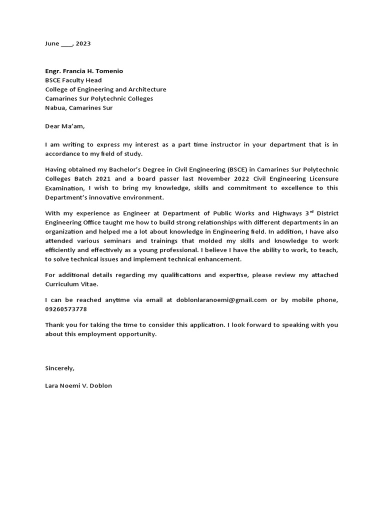 Application Letter | PDF