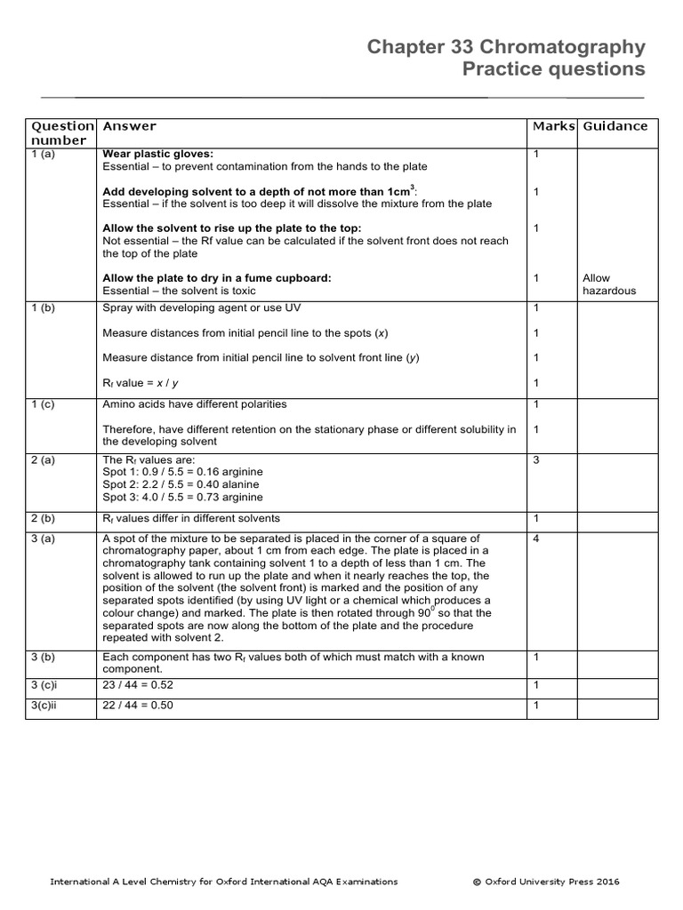 Chromatography Practice Questions | PDF | Solvent | Chromatography