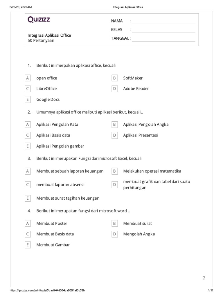 Soal Ms Word Kelas 10 | PDF