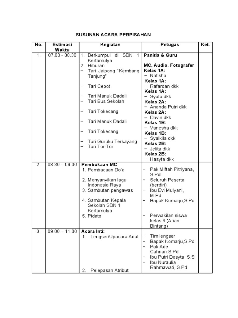 Susunan Acara Perpisahan | PDF
