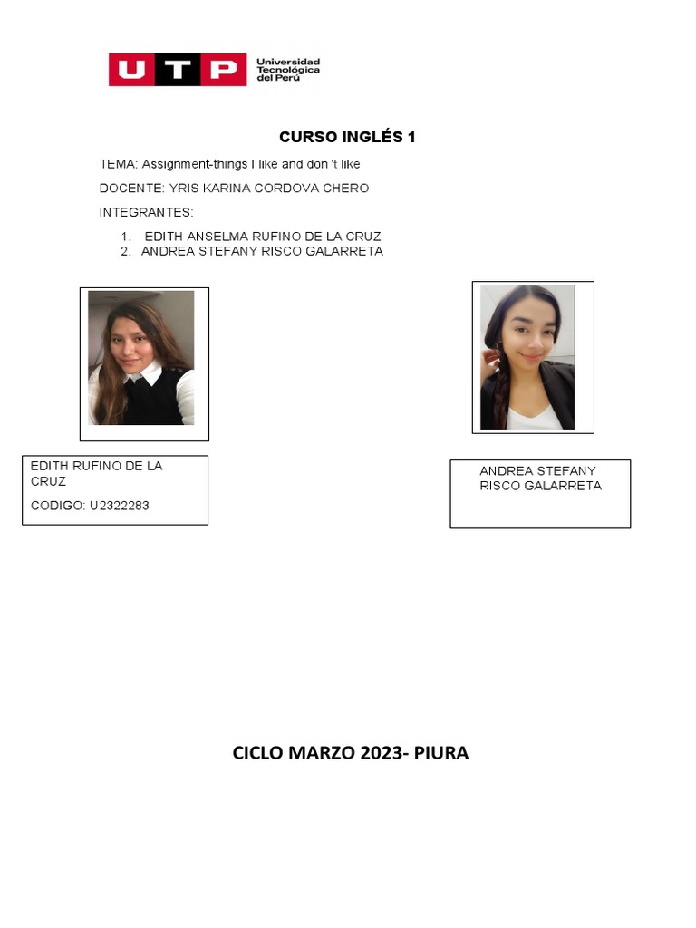 Week 14 - Task-Assignment - Things I Like and Don't Like | PDF