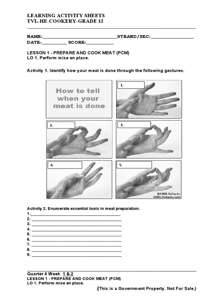 Cookery 12 Q4 LAS 1 | PDF