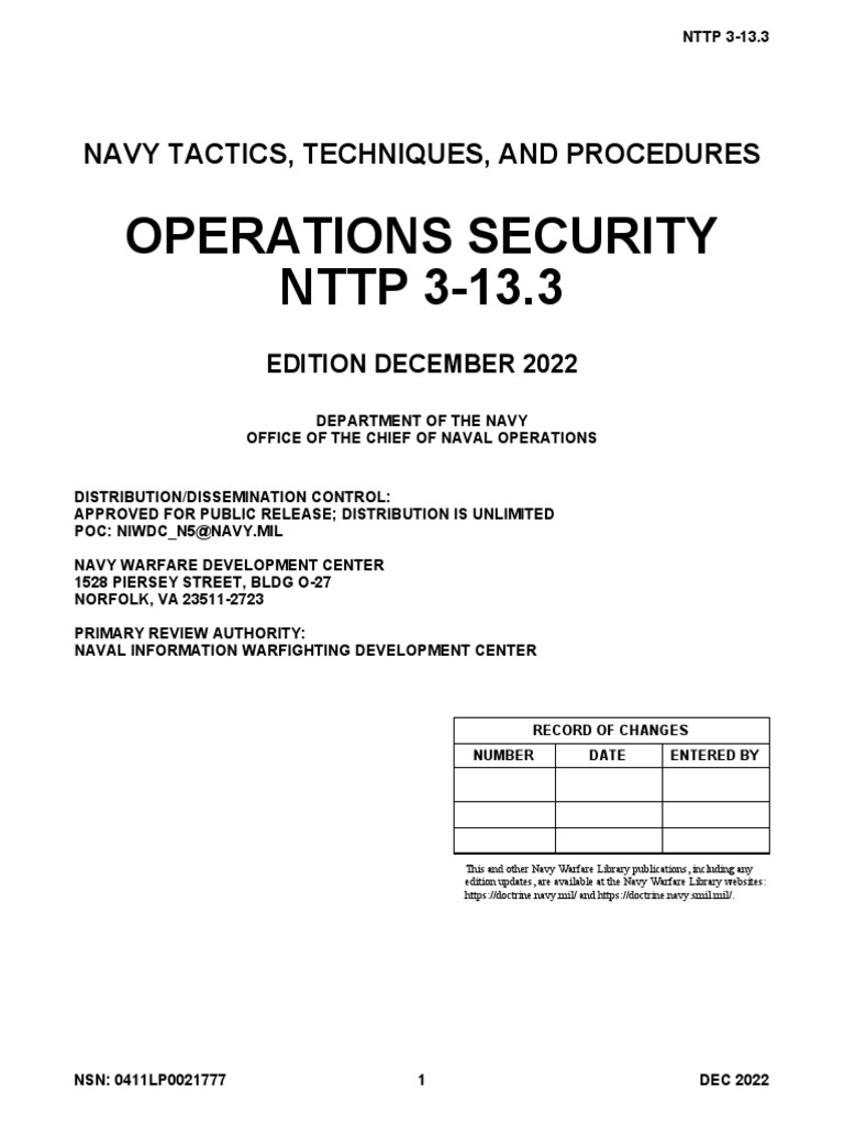 NTTP 3-13.3 Opsec (Dec 2022) | PDF | Information | Vulnerability ...