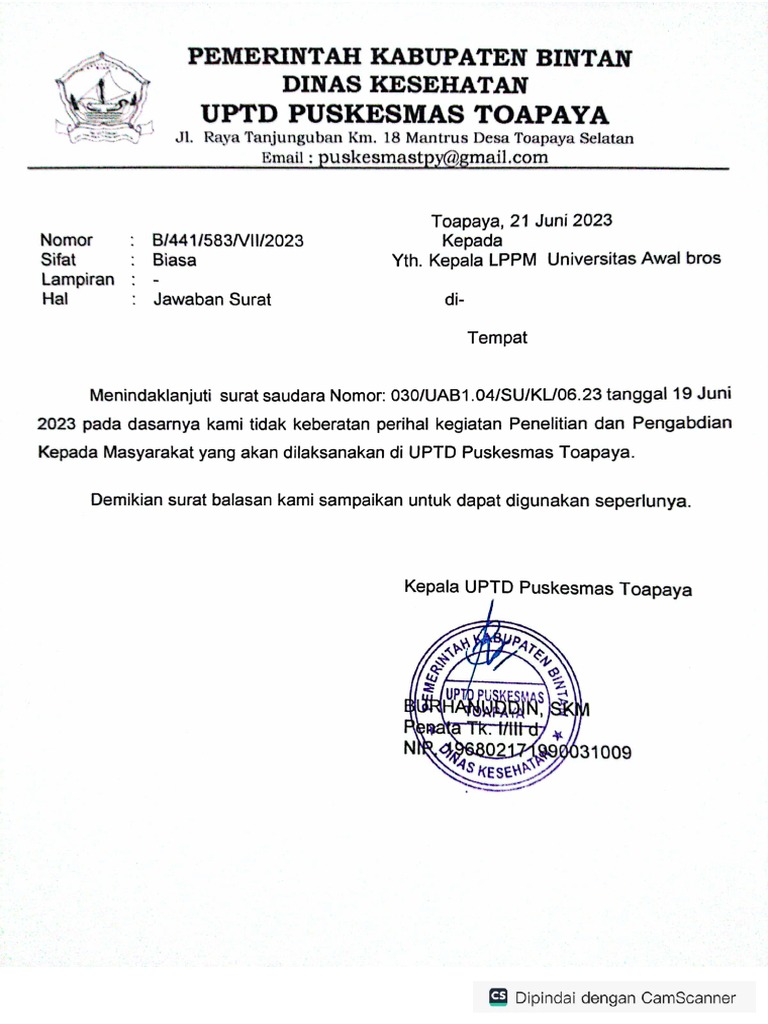 Surat Balasan LPPM | PDF