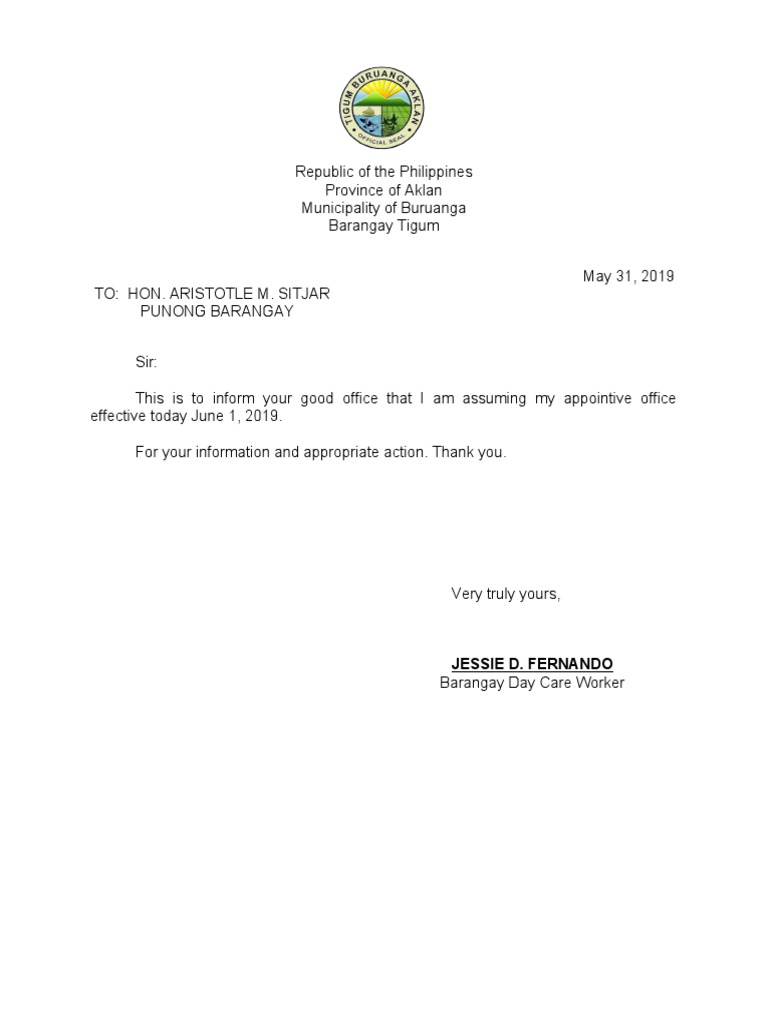 Assumption Letter | PDF