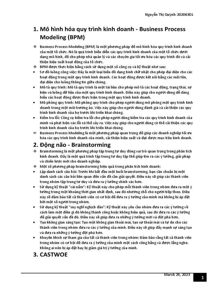 10 Phương Pháp Phân Tích Kinh Doanh Hay S D NG | PDF