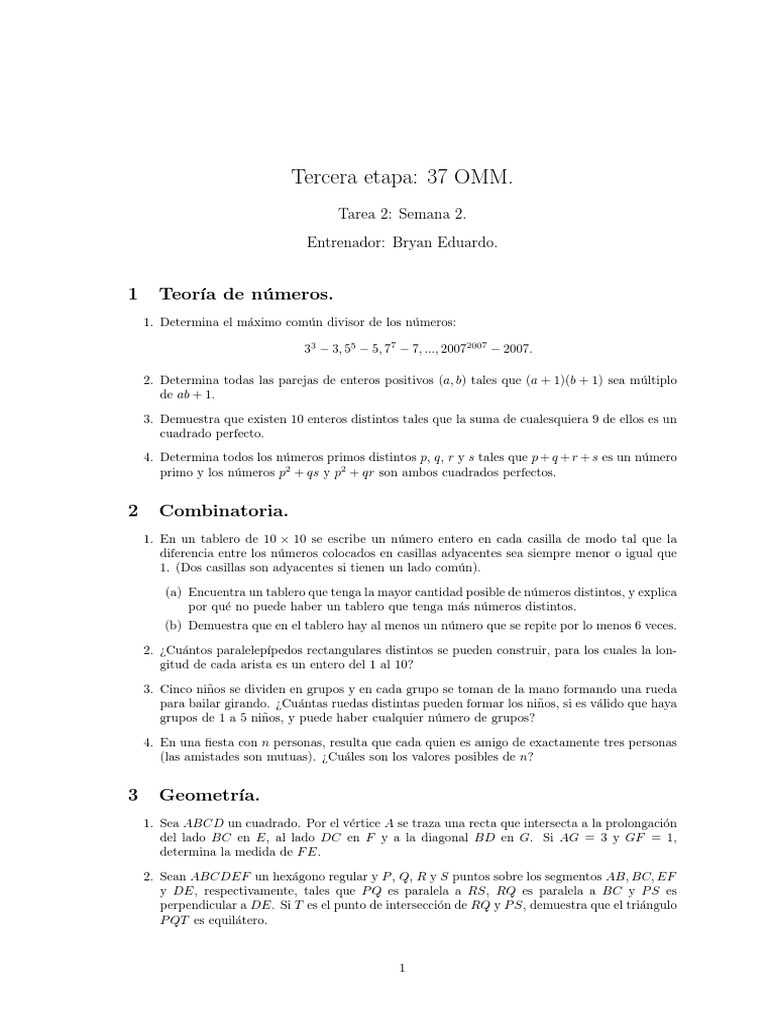Problemas Avanzados de Matemáticas OMM | PDF | Triángulo | Entero