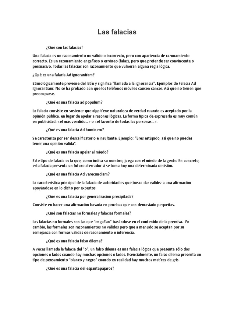 Las Falacias | PDF | Falacia | Epistemología