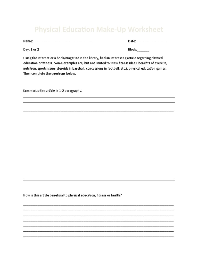 PE Make-Up Assignment Guide | PDF | Career & Growth