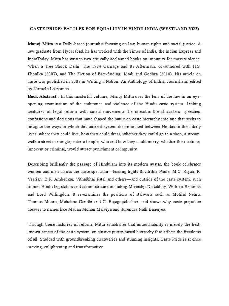Caste Pride | PDF
