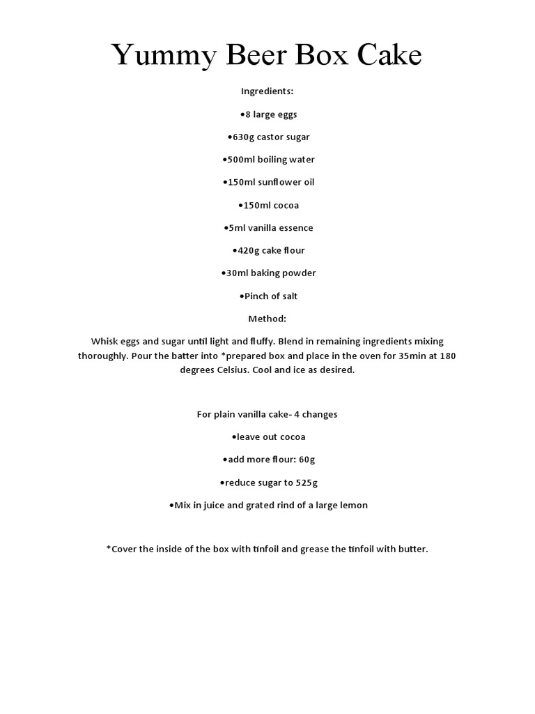 Yummy Beer Box Cake | PDF