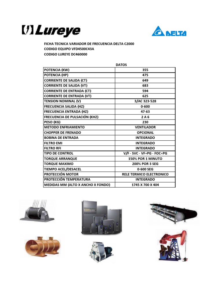 Ficha Técnica Delta C2000 355 KW | PDF