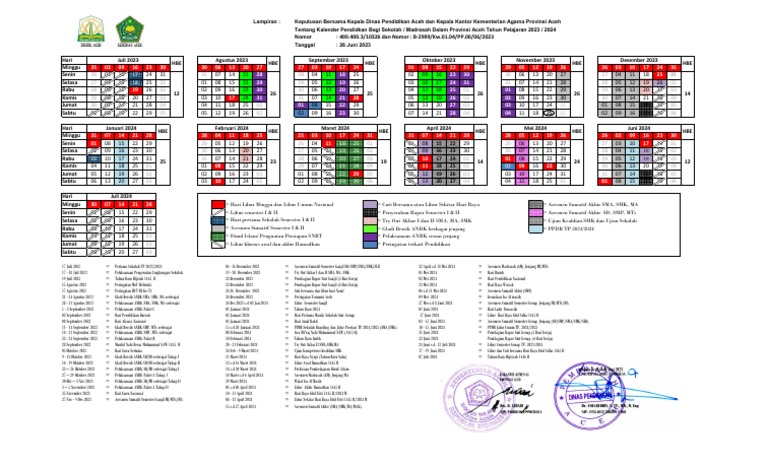 Kalender Pendidikan TA 2023-2024 Aceh | PDF
