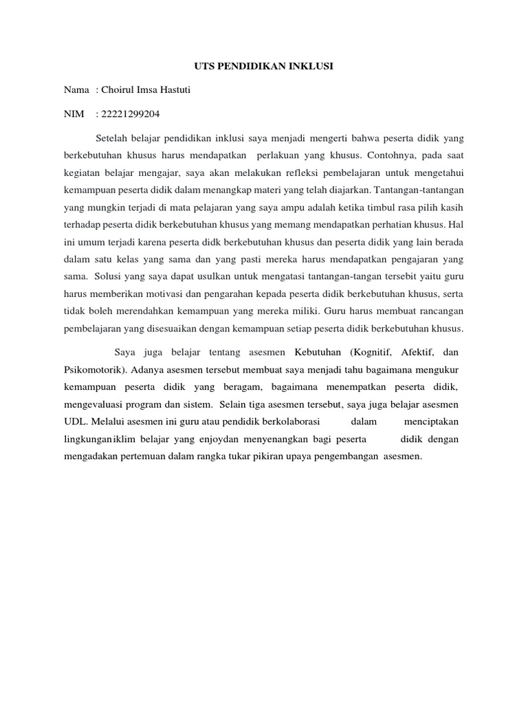 Uts Pendidikan Inklusi | PDF