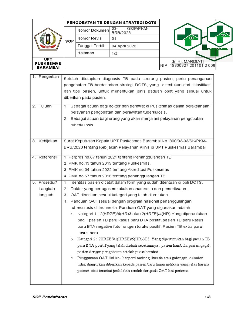SOP Pengobatan TB Dots | PDF