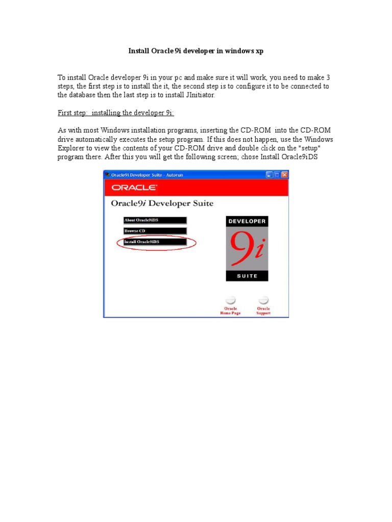Installing Oracle 9i Developer In Windows Xp Pdf Oracle Database 8190