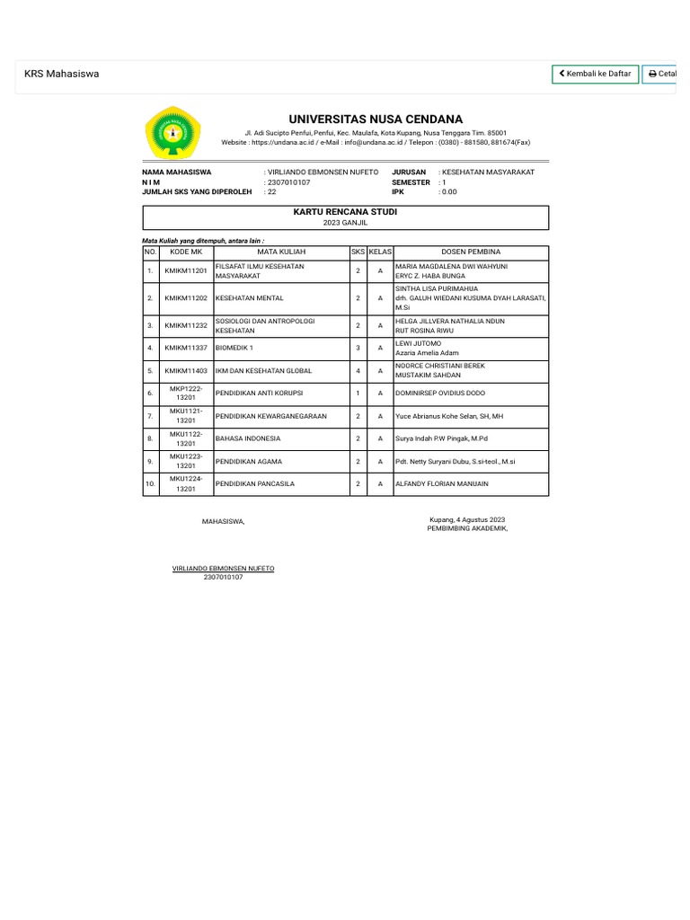Krs Mahasiswa Pdf