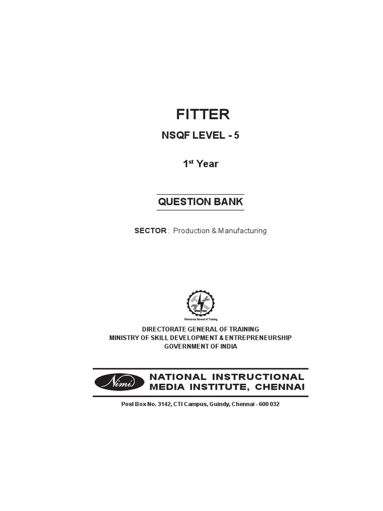 Fitter 1st Year - Question Bank (English) | PDF