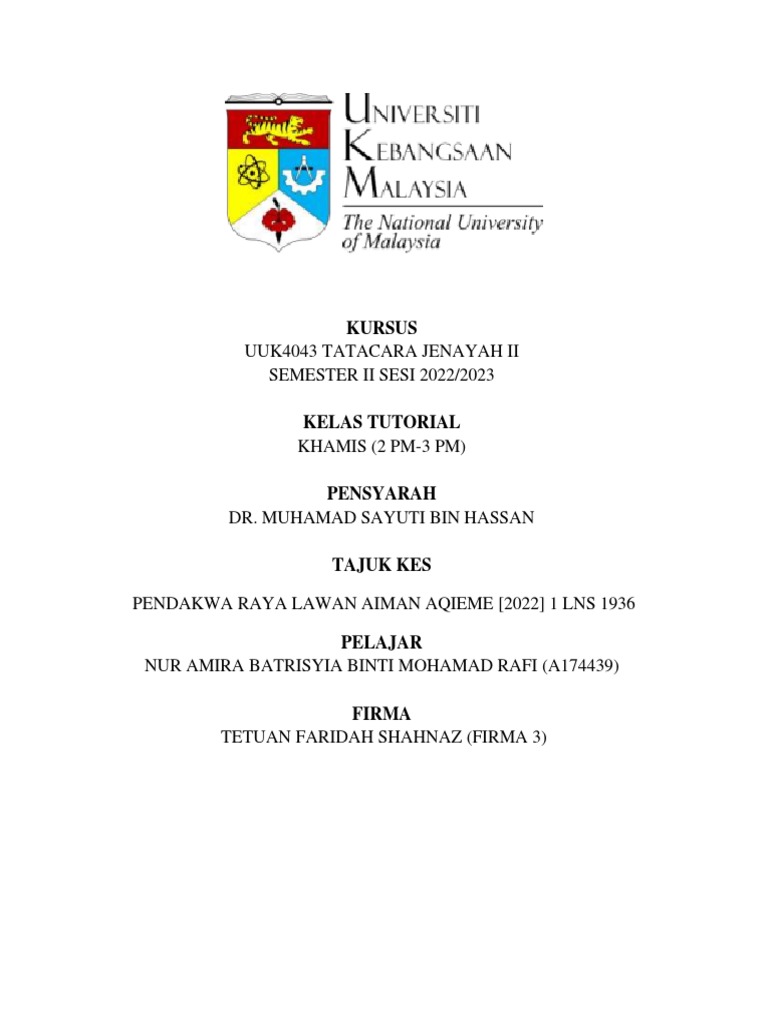 Kes Tutorial Tatacara Jenayah Ii (S. 173 (A) & S.173 (B) ) | PDF