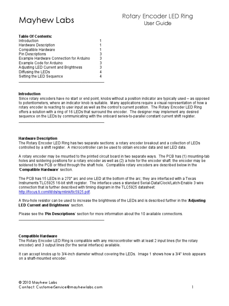 Rotary Encoder Led Ring User Guide Download Free Pdf Resistor Arduino
