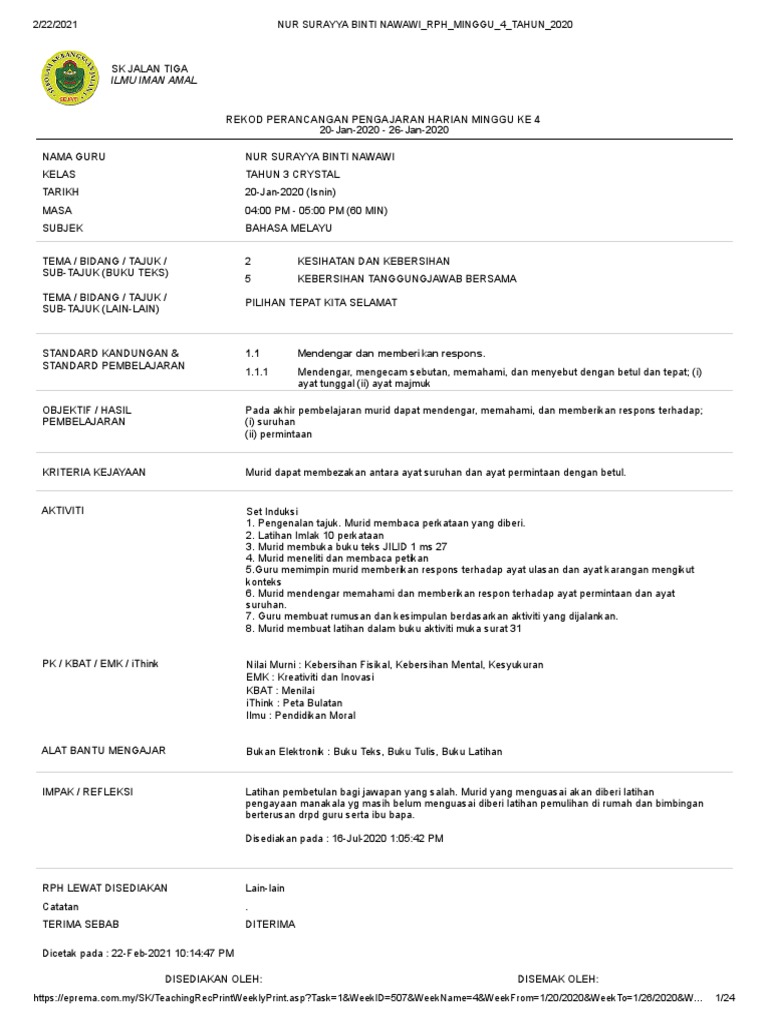 pemulihan bm _RPH_MINGGU_4_TAHUN_2020 | PDF