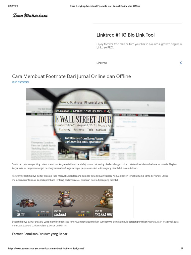 Cara Lengkap Membuat Footnote Dari Jurnal Online Dan Offline | PDF