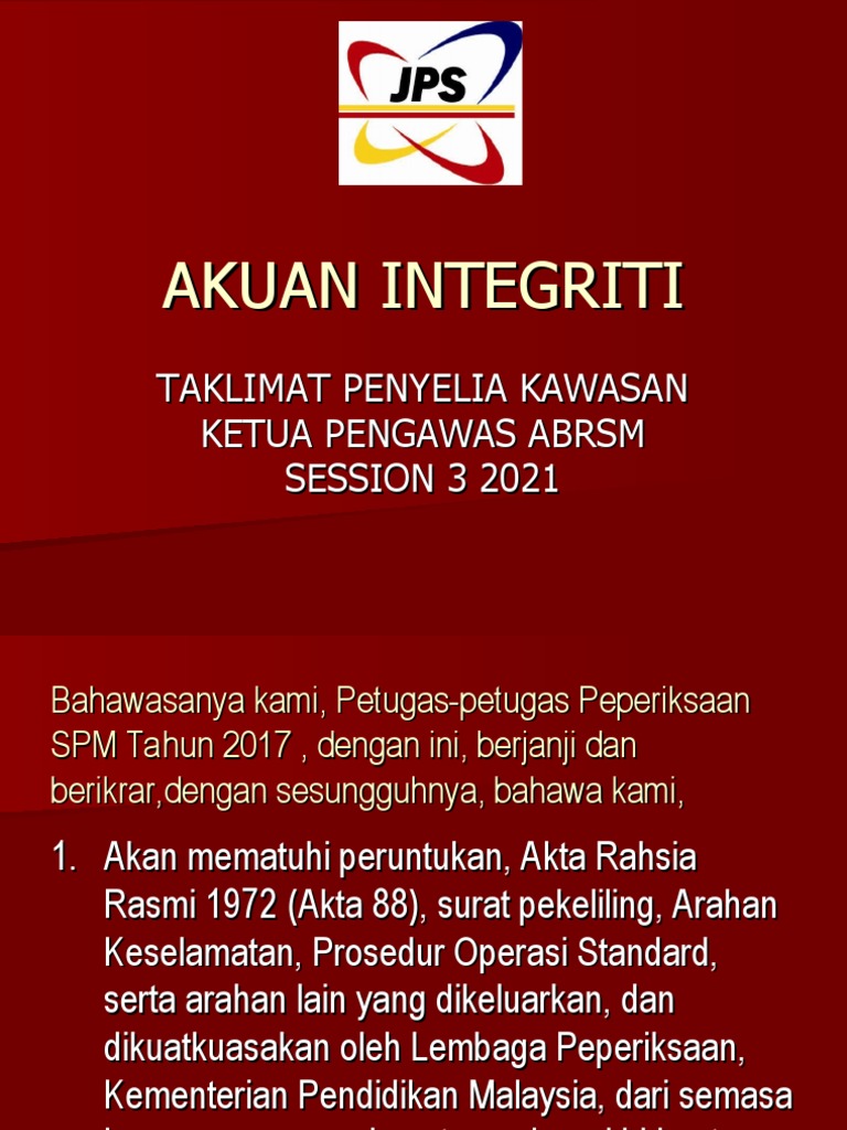 1.akuan Integriti | PDF