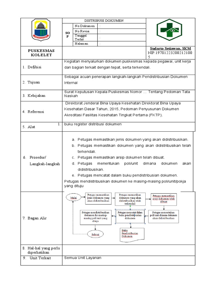 Prosedur Distribusi Dokumen Puskesmas | PDF