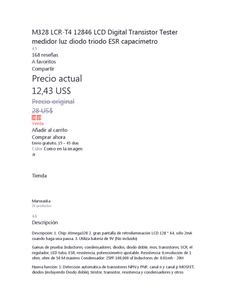 M328 LCR | PDF | Transistor | Pantalla de cristal líquido