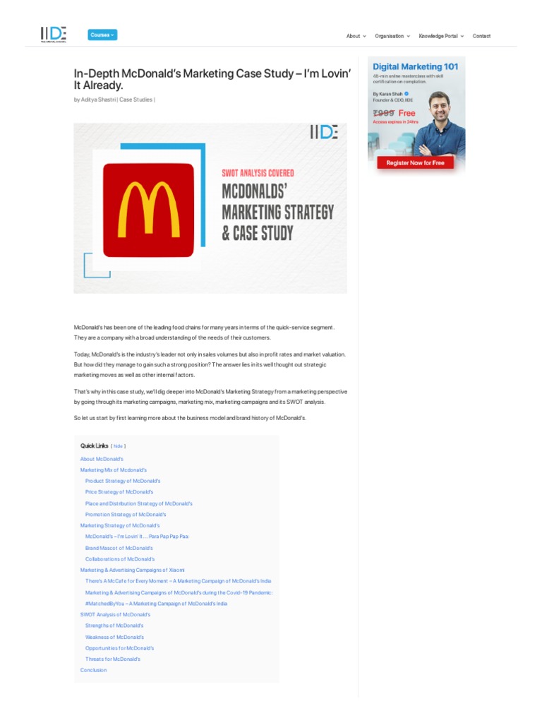 McDonalds Marketing Strategy - IIDE | PDF