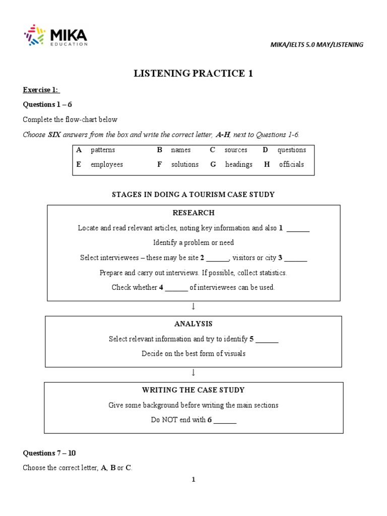 Listening Practice 1 (With Key) | PDF | Information