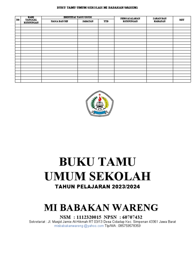 Buku Tamu Umum Sekolah | PDF