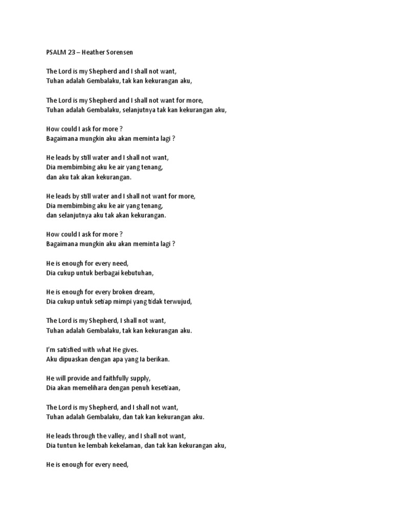 Teks Terjemahan PSALM 23 | PDF