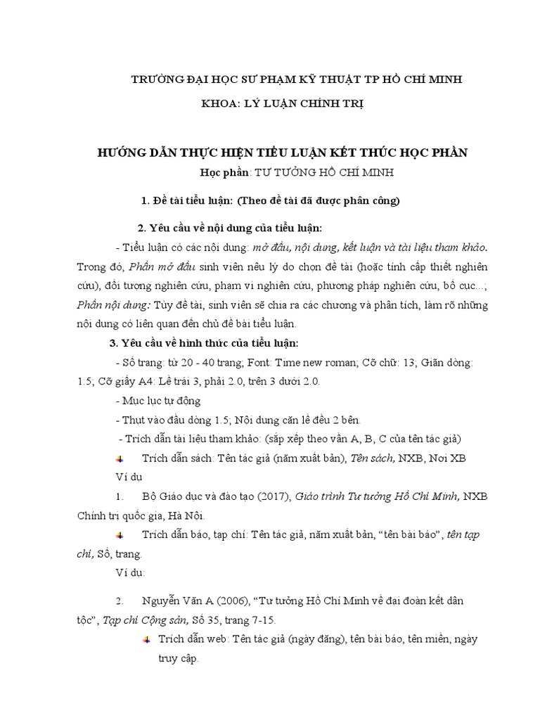 FINAL - Hướng dẫn thực hiện tiểu luận TTHCM | PDF