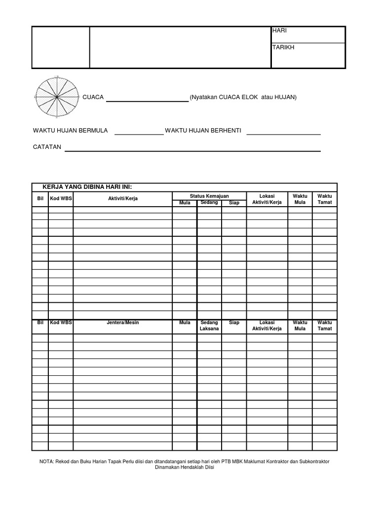 Site Diary Format | PDF