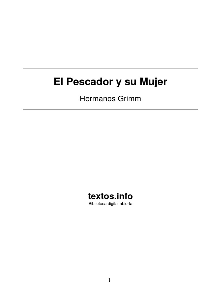 El Pescador y su Mujer: Cuento Completo | PDF | Hermanos Grimm