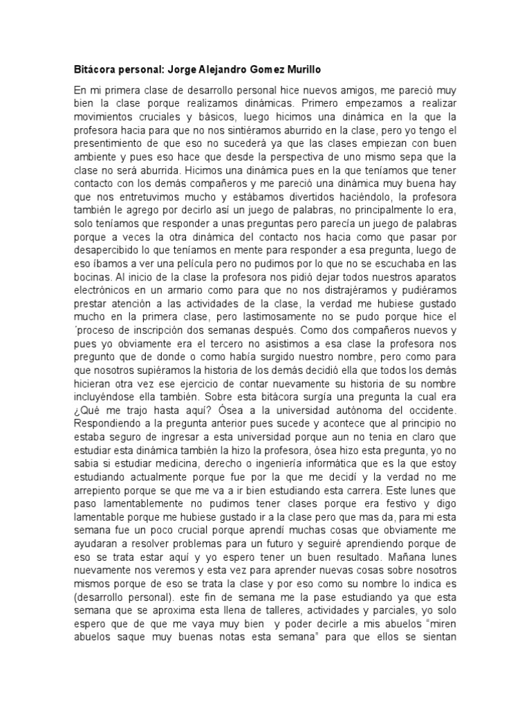 Bitácora Personal | PDF