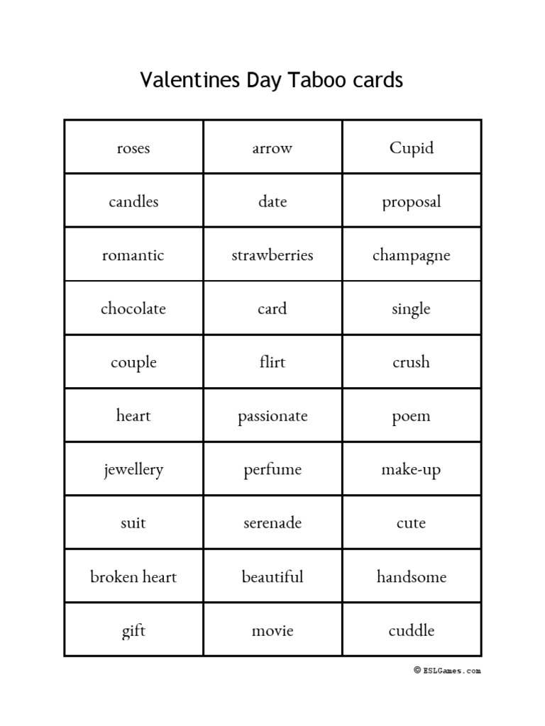 Valentines Day Taboo | PDF
