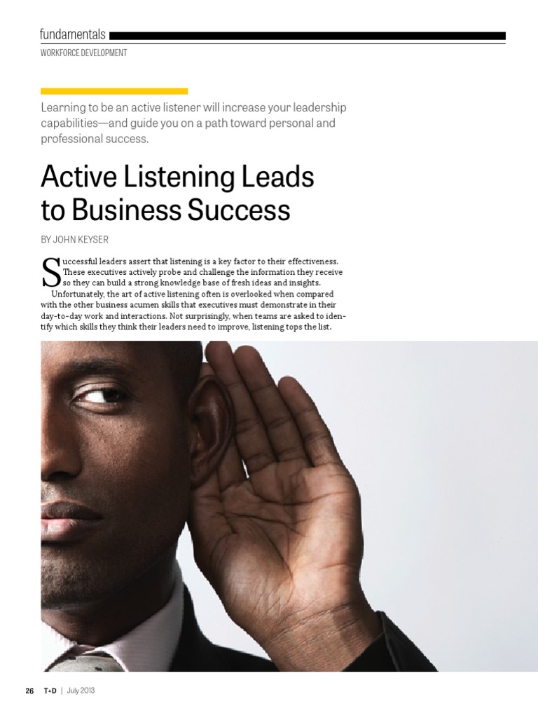 Active Listening Leads To Business Success | PDF | Conversation ...