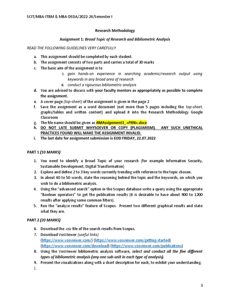 RM Assignment 1 - Bibliometric Analysis July 2022 | PDF