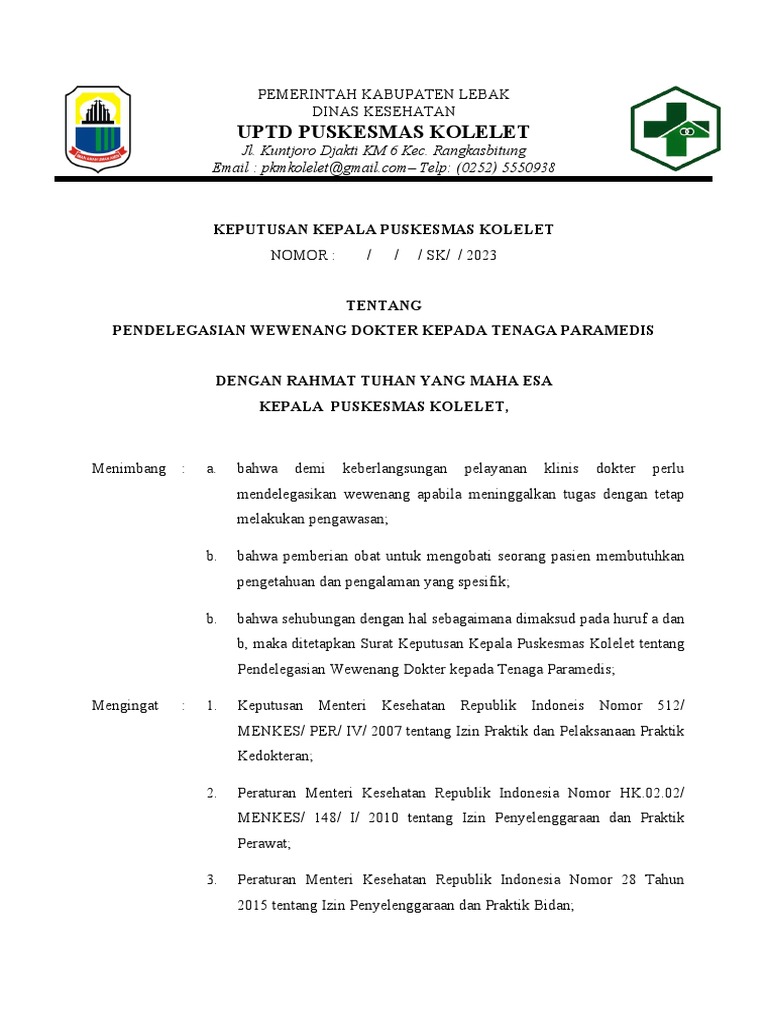 SK Pendelegasian Wewenang | PDF