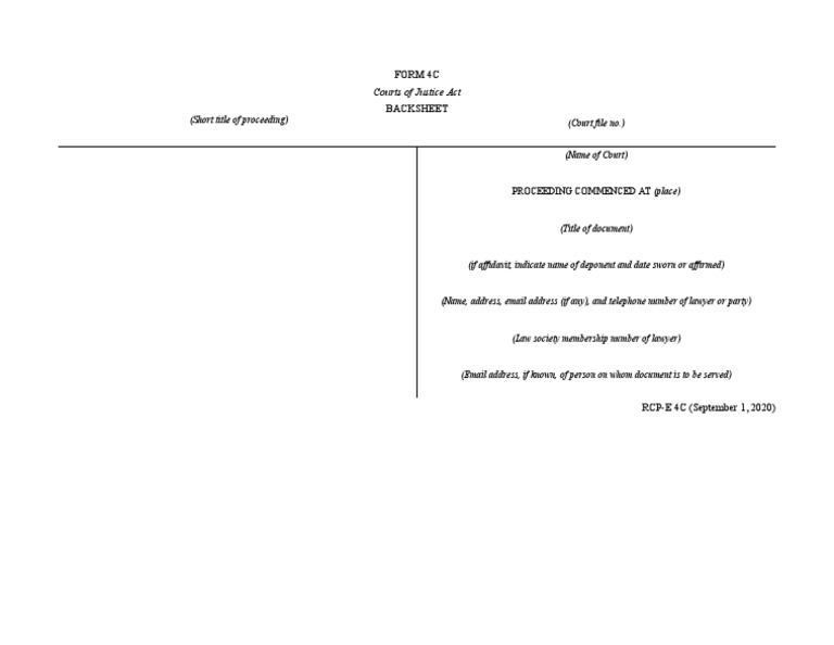 Courts of Justice Act: Form 4C Backsheet | PDF