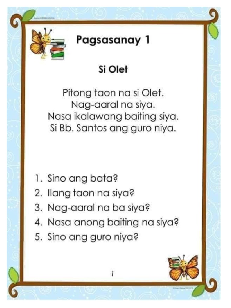 Pagsasanay Sa Pagbasa | PDF