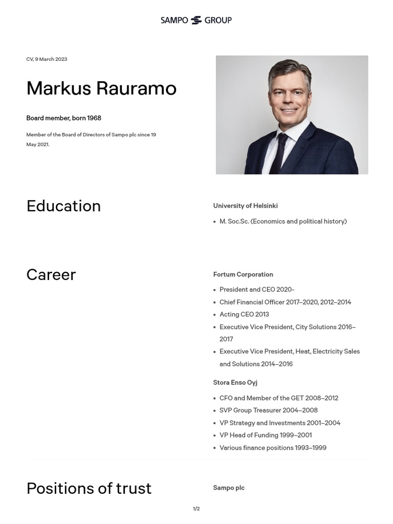 Markus Rauramo CV | PDF