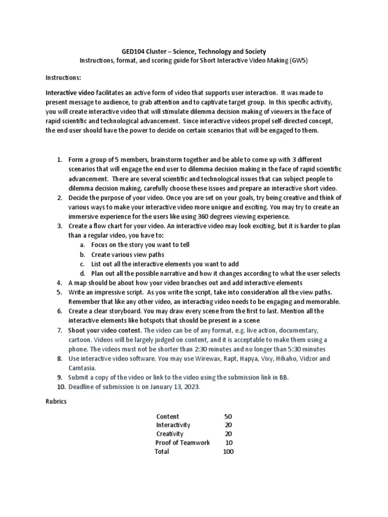 Short Interactive Video Making Instructions | PDF