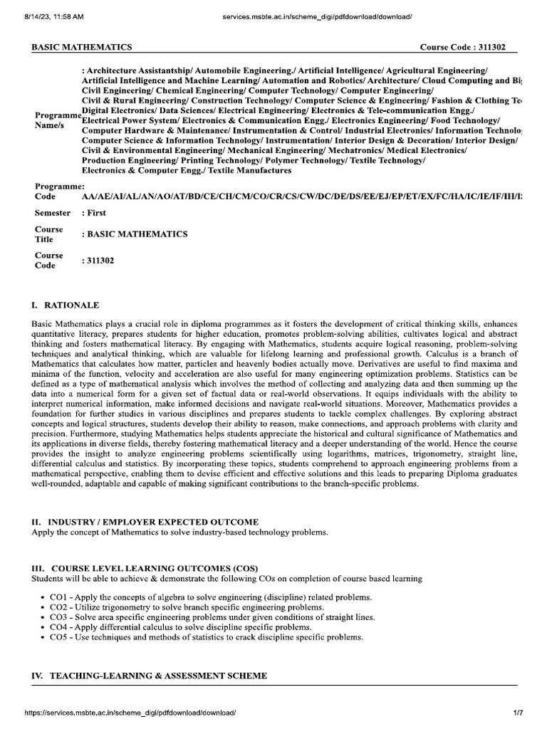 Basic Mathematics K-Scheme | PDF