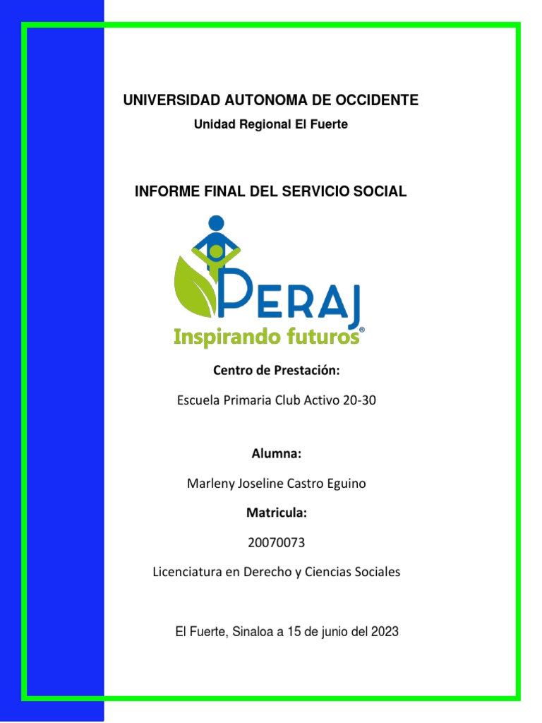 Informe Final Peraj Yoselin | PDF | Aprendizaje | Educación primaria