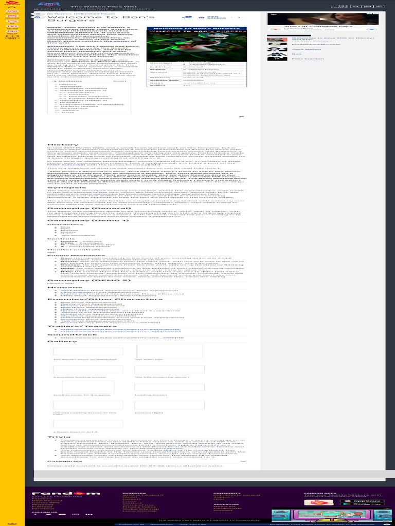 Welcome to Bon's Burgers The Walten Files Wiki Fandom | PDF