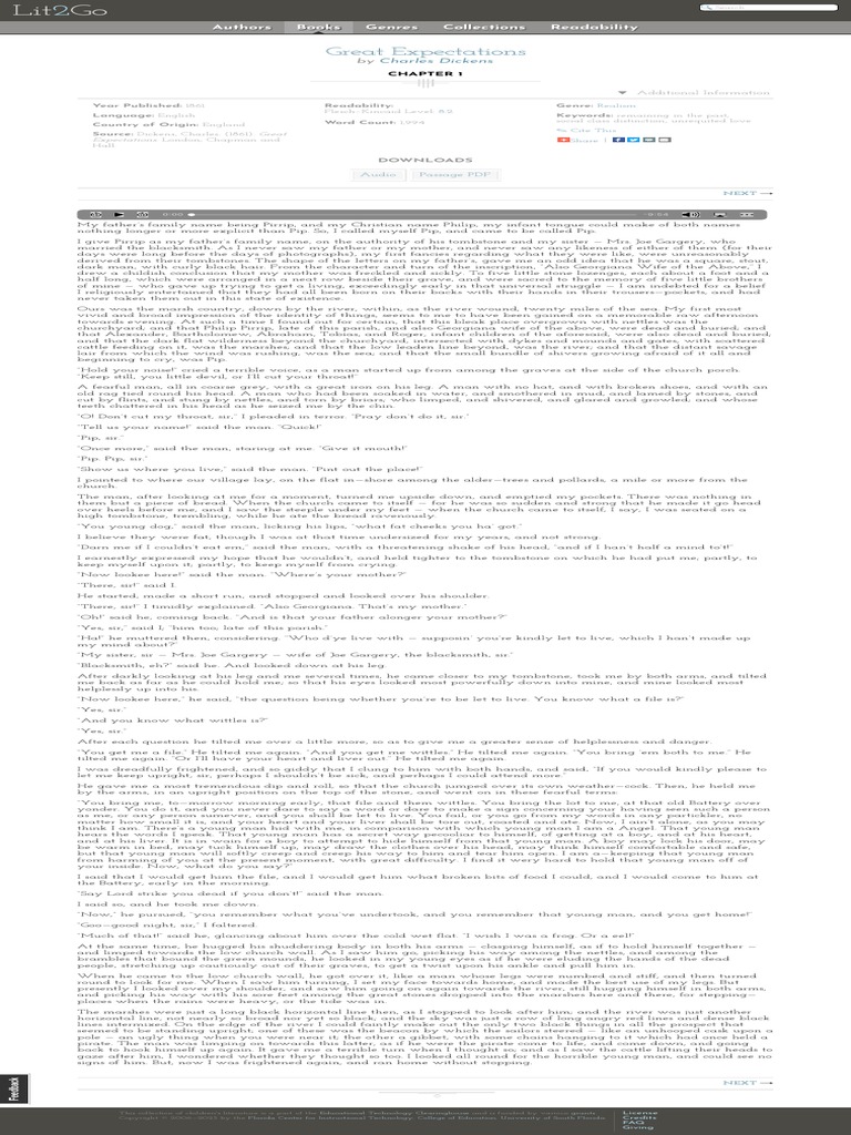 Chapter 1 Great Expectations Charles Dickens Lit2Go ETC | PDF | Great Expectations