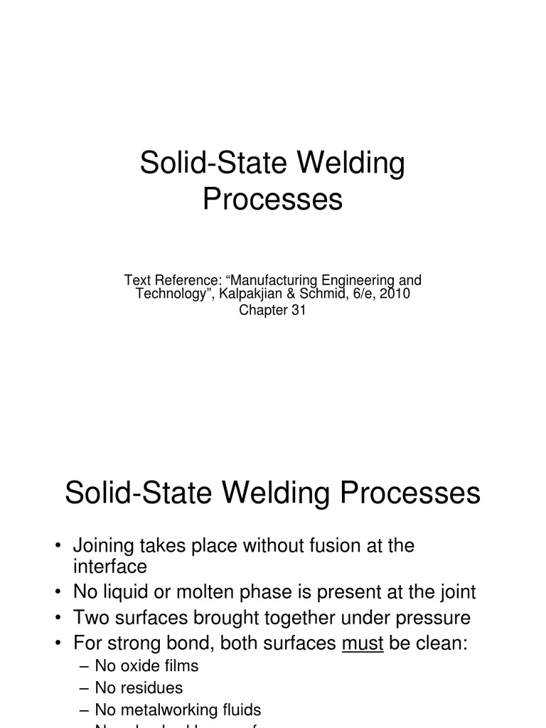 Ch31 Solid-State Welding | PDF | Welding | Construction